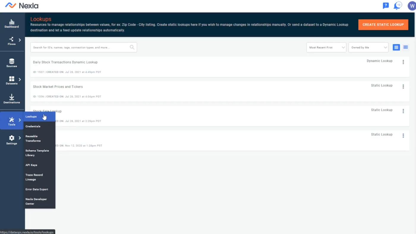 How to Create and Share Static and Dynamic Lookups | Nexla