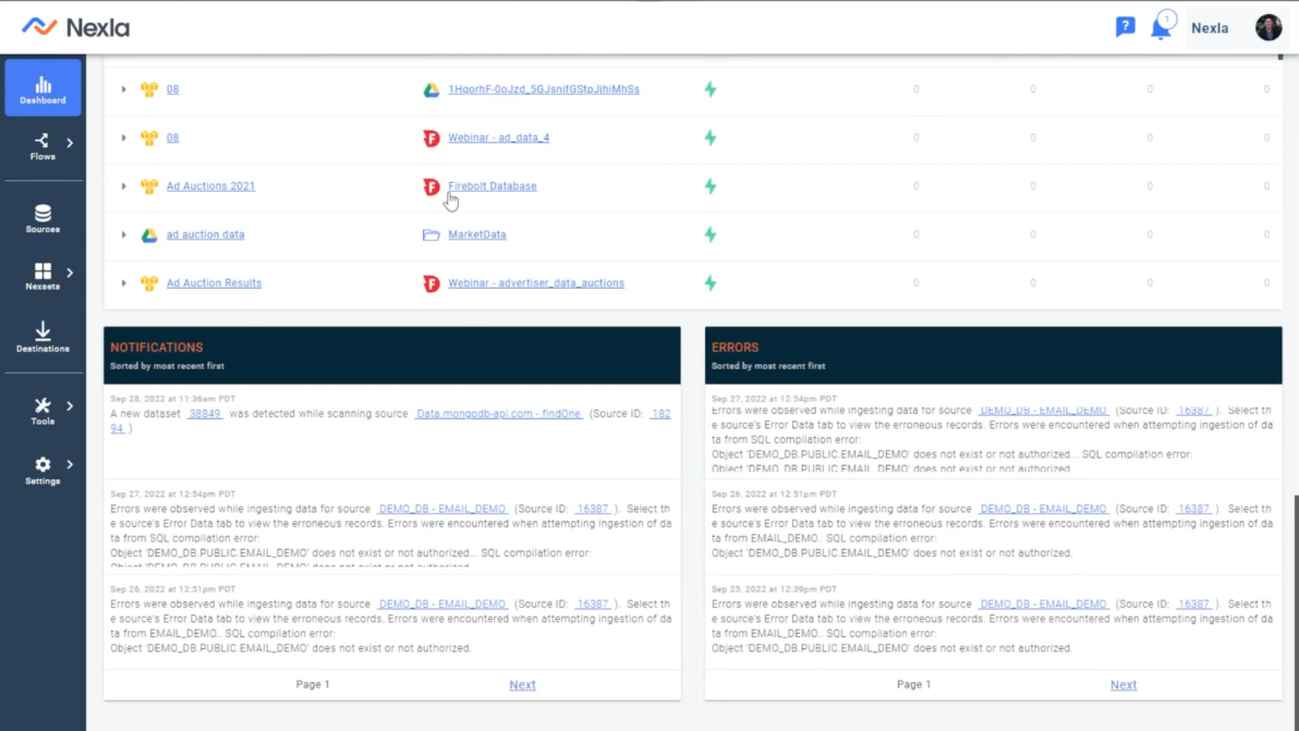 Automatic Error Reporting | Nexla