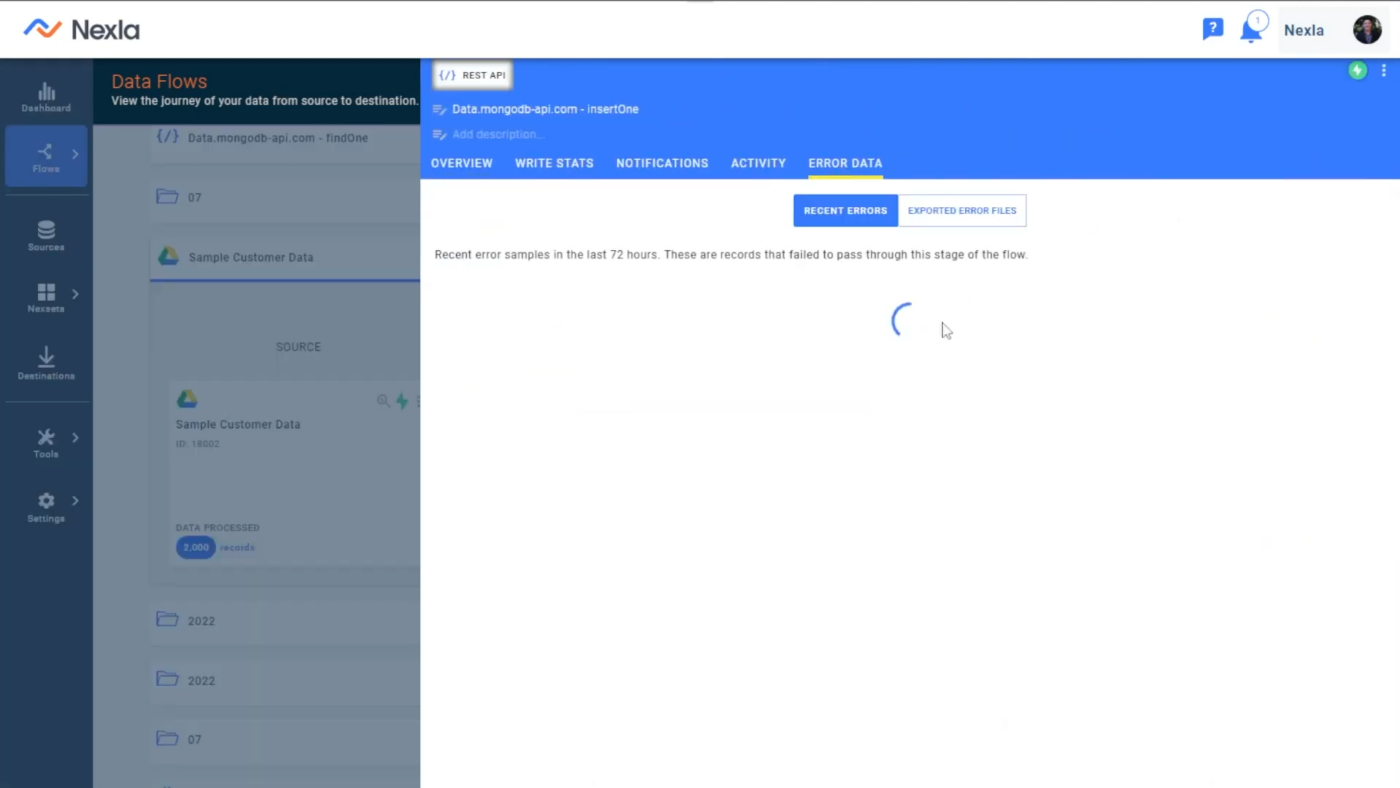 Automatic Error Reporting | Nexla
